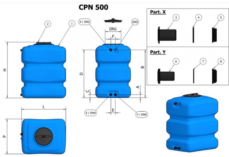 Rezervor apa polietilena ELBI CPN 500