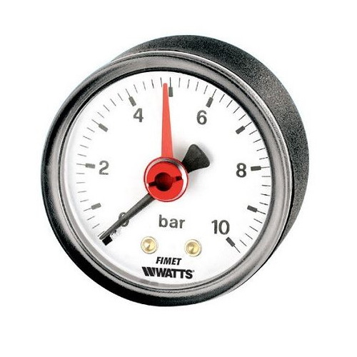 Manometru axial Fimet - Watts 1/4, Ø63mm, ac indicator referinta, 0/6bar